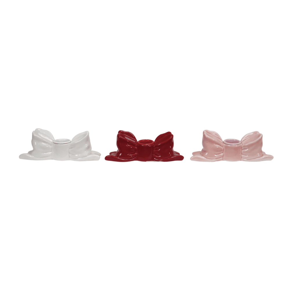 Stoneware Bow Taper Holder - 3 Color Options – Shop Sweet Lulu
